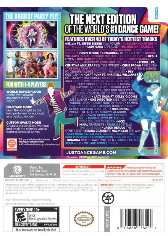 Just Dance 2014 cover or packaging material - MobyGames