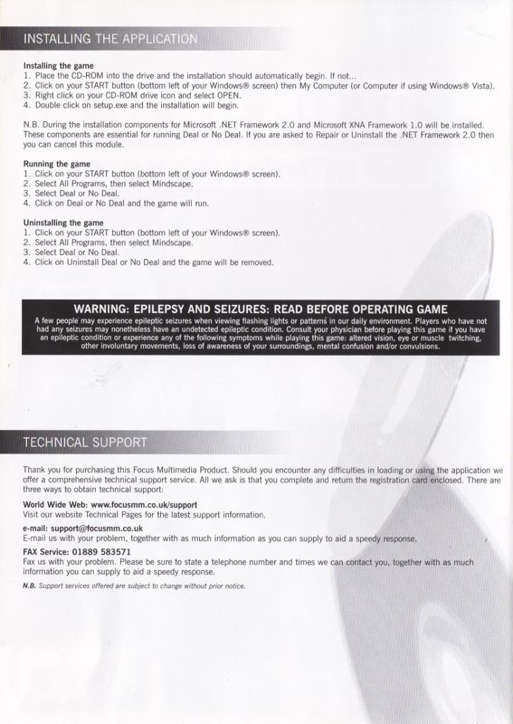 Deal or No Deal: The Official PC Game cover or packaging material ...