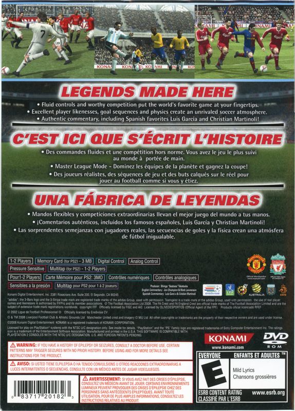 PES 2009: Pro Evolution Soccer cover or packaging material - MobyGames