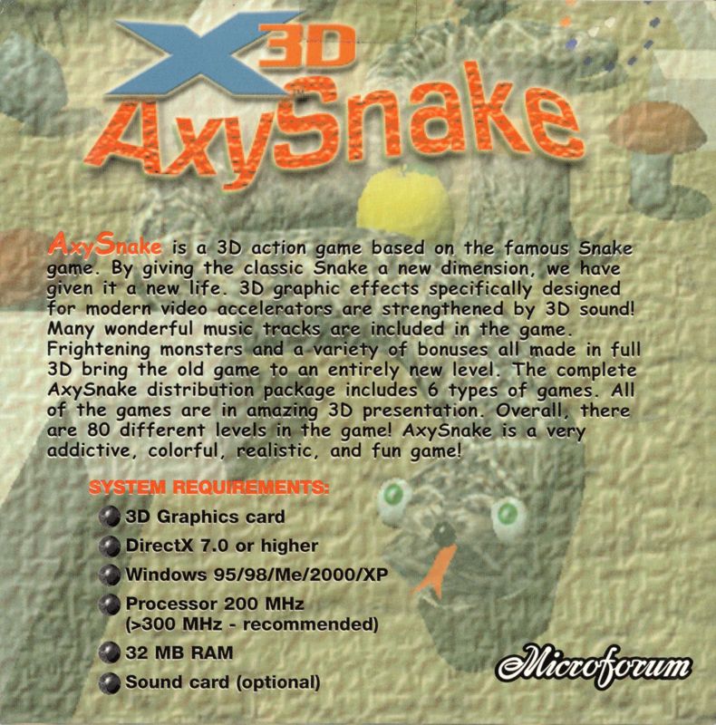 AxySnake cover or packaging material - MobyGames