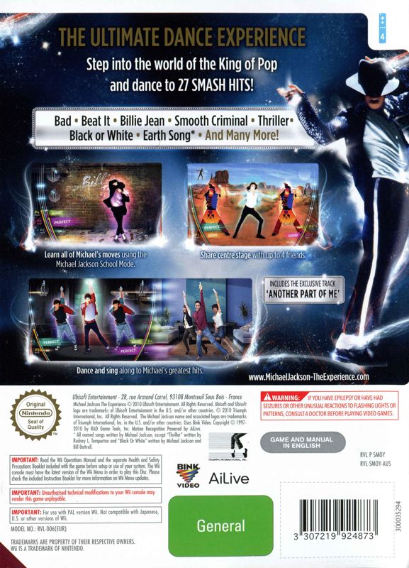 Michael Jackson: The Experience cover or packaging material - MobyGames