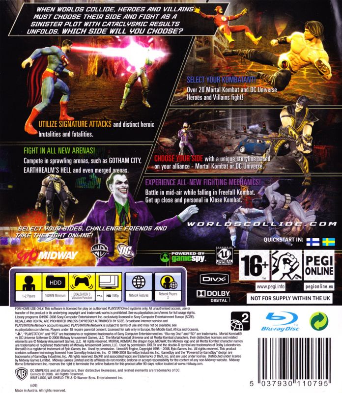 Mortal Kombat vs. DC Universe cover or packaging material - MobyGames