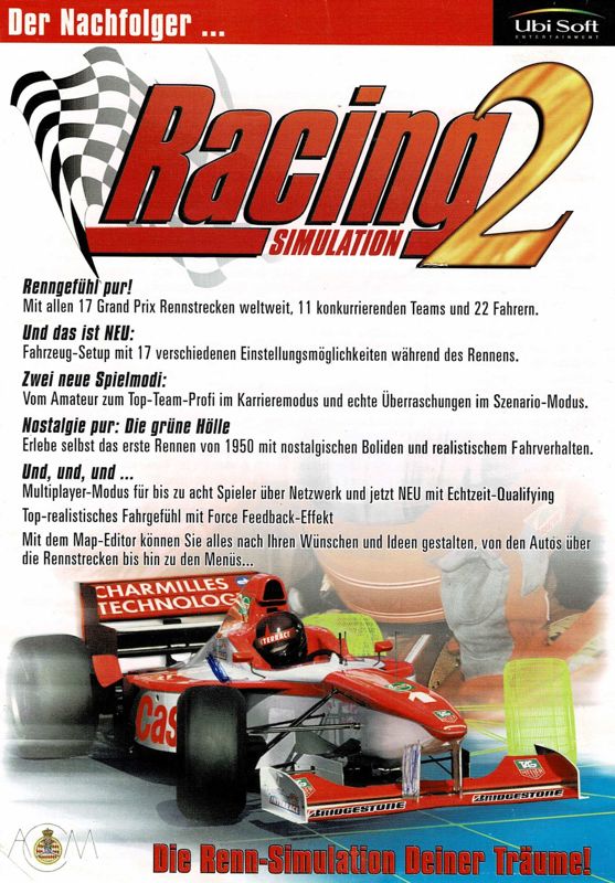 F1 Racing Simulation cover or packaging material - MobyGames