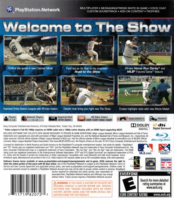 MLB 10: The Show cover or packaging material - MobyGames