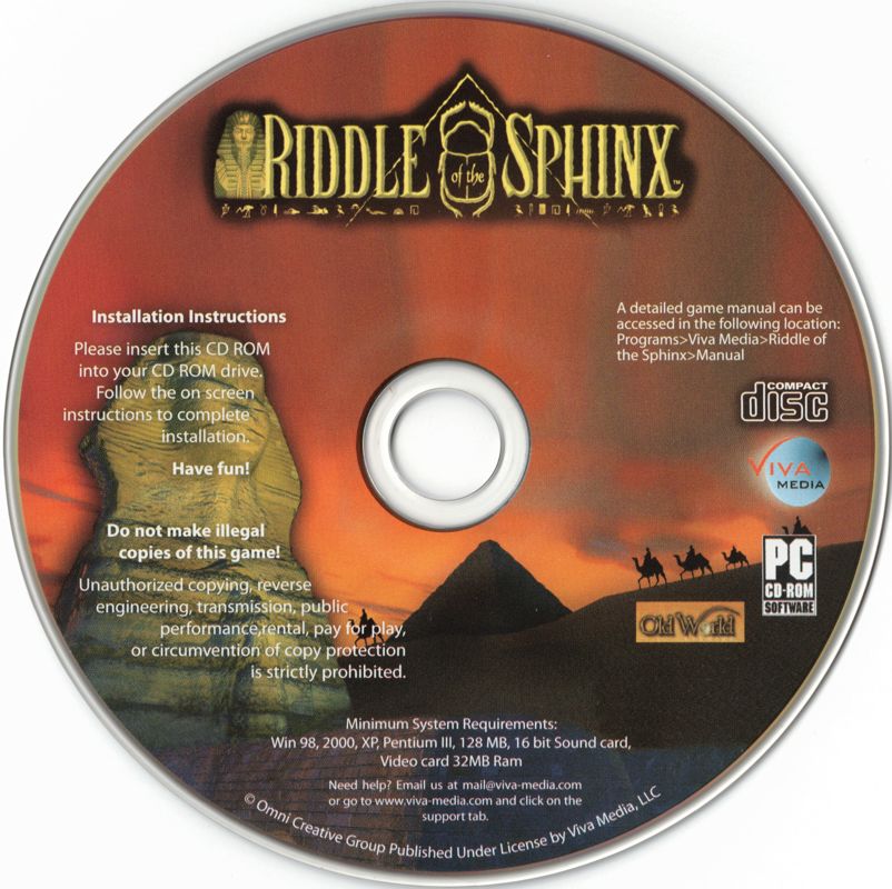 Riddle of the Sphinx: An Egyptian Adventure cover or packaging material - MobyGames