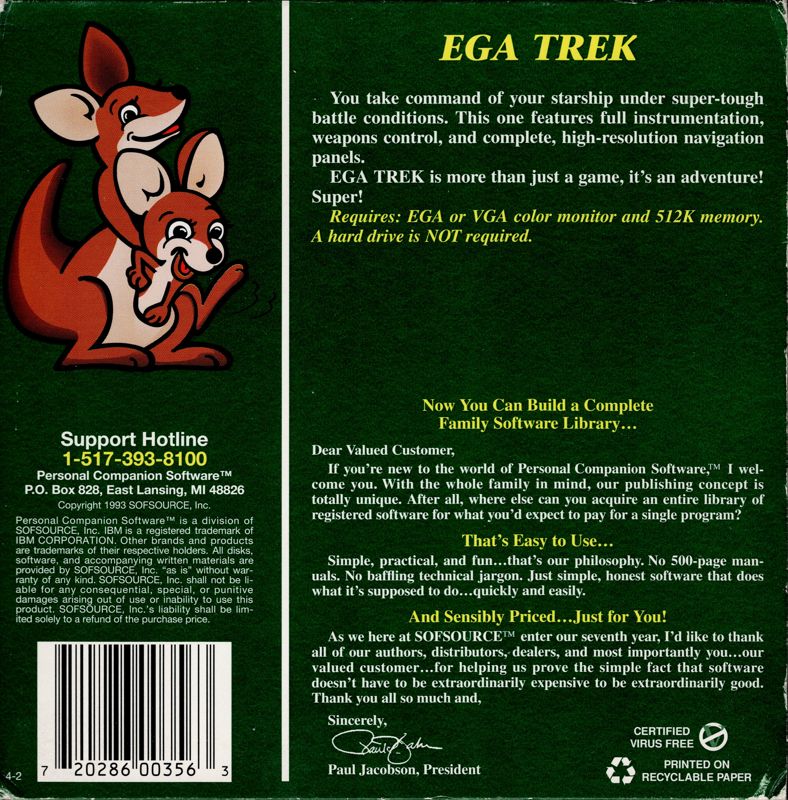 EGA Trek cover or packaging material - MobyGames