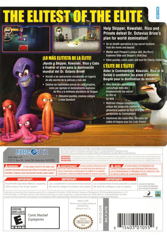 DreamWorks Penguins of Madagascar cover or packaging material - MobyGames