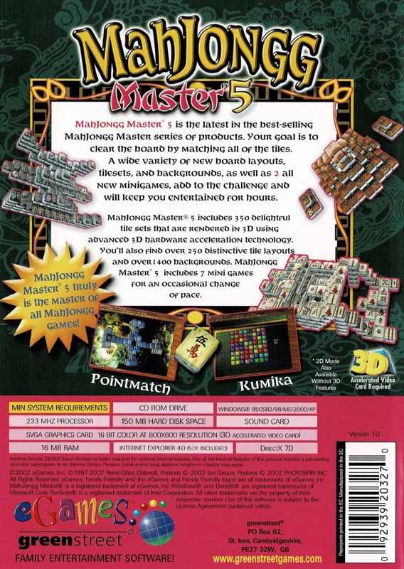 Mahjongg Master 5 cover or packaging material - MobyGames