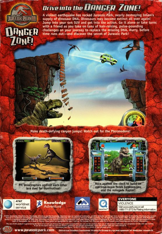Jurassic Park III: Danger Zone! cover or packaging material - MobyGames