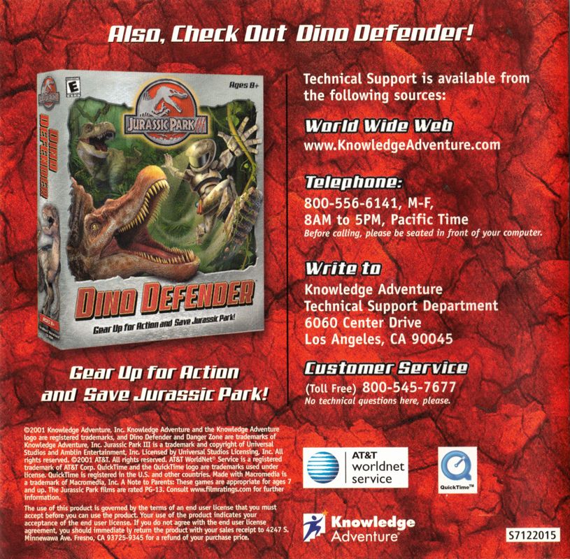 Jurassic Park III: Danger Zone! cover or packaging material - MobyGames