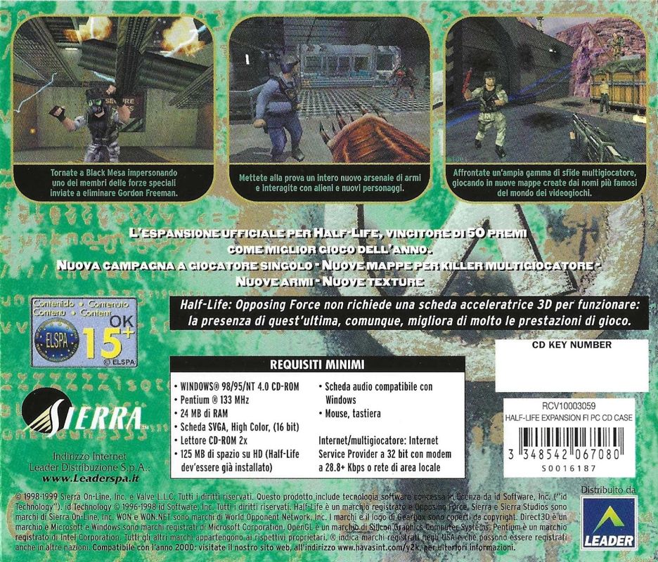 Half-Life: Opposing Force cover or packaging material - MobyGames