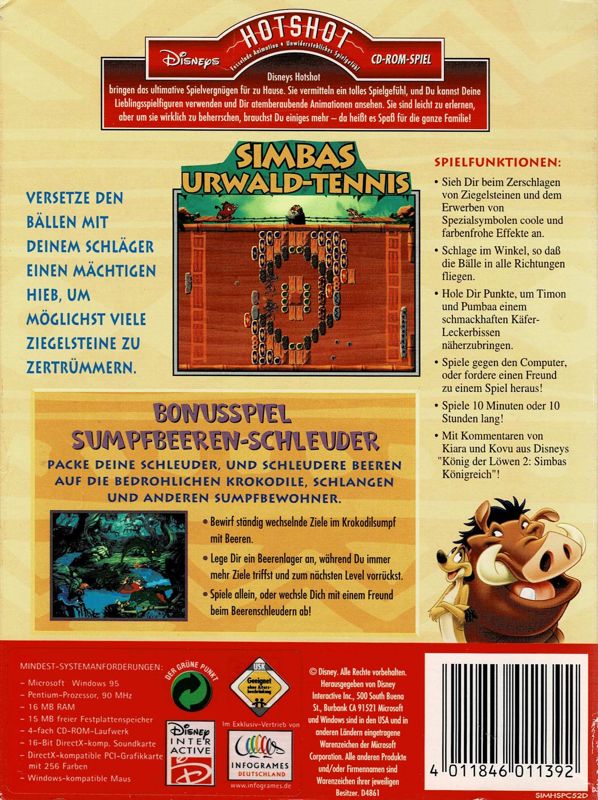 Disney's Hot-Shots: Paddle Bash cover or packaging material - MobyGames