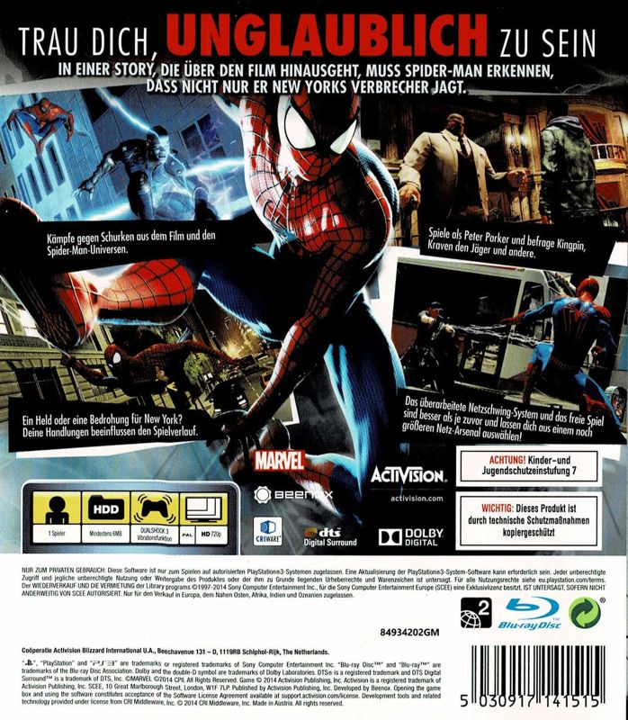 The Amazing Spider-Man 2 cover or packaging material - MobyGames