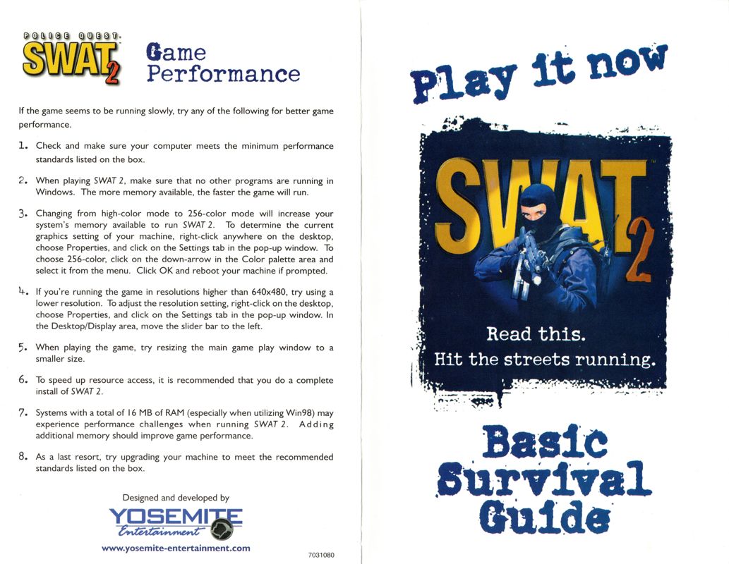 Police Quest: SWAT 2 cover or packaging material - MobyGames