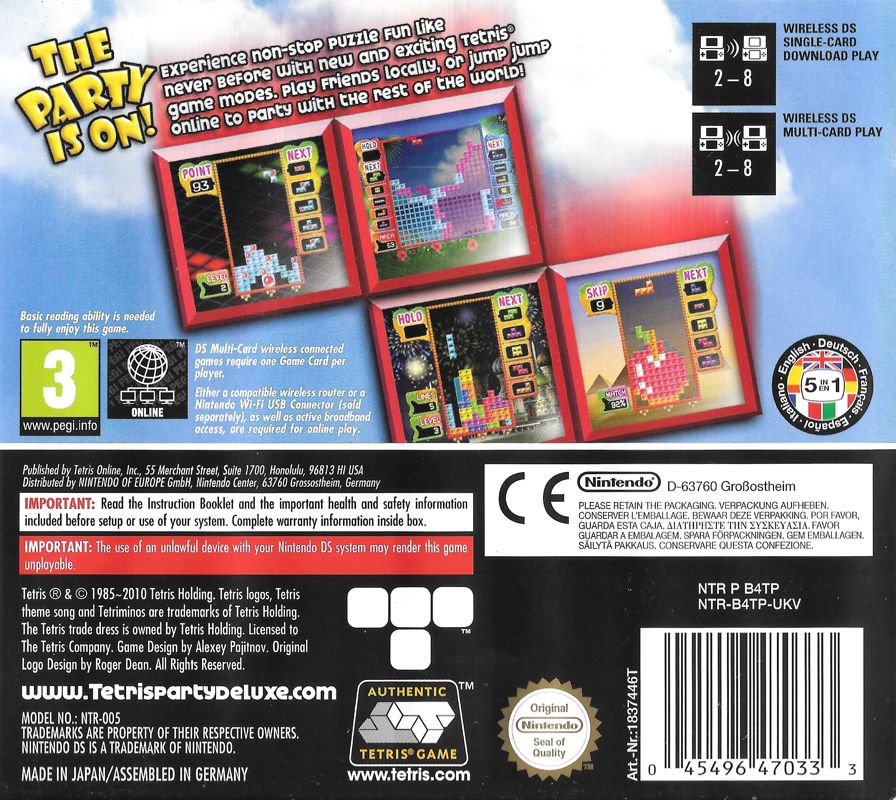 Tetris Party Deluxe cover or packaging material - MobyGames