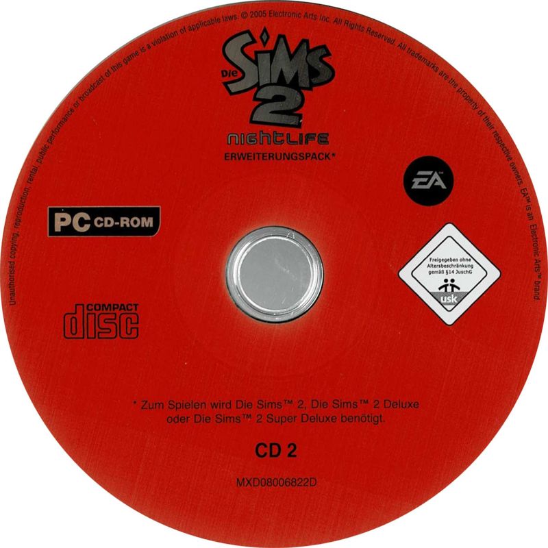 The Sims 2: Nightlife cover or packaging material - MobyGames