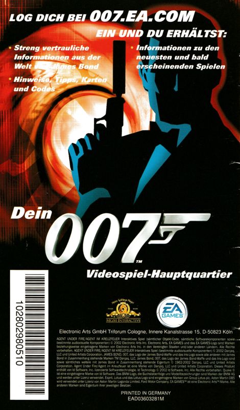 007: Agent Under Fire cover or packaging material - MobyGames