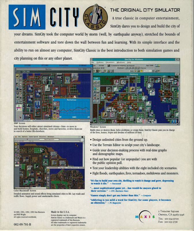 SimCity Classic cover or packaging material - MobyGames