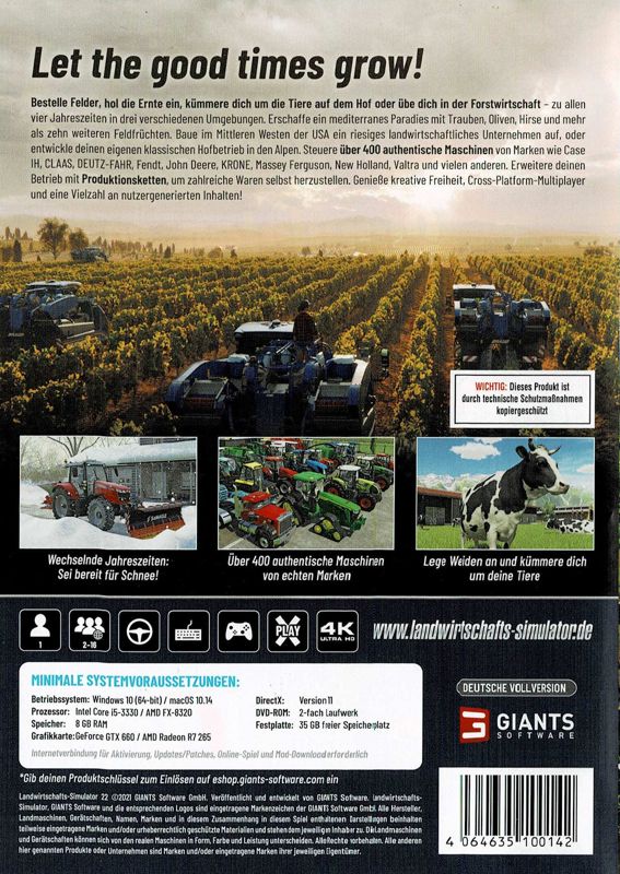 Farming Simulator 22 cover or packaging material - MobyGames