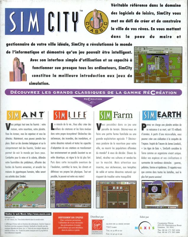 SimCity Classic cover or packaging material - MobyGames