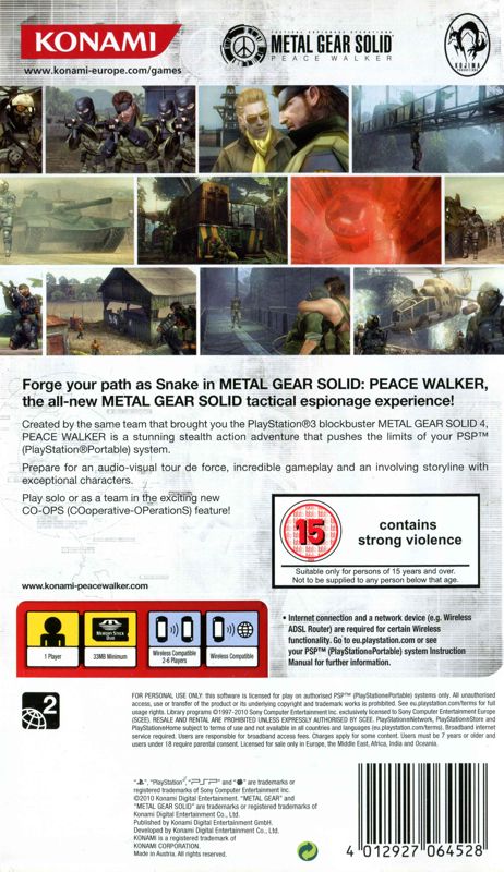 Metal Gear Solid: Peace Walker cover or packaging material - MobyGames