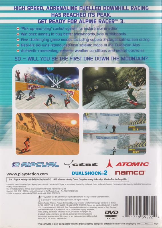 Alpine Racer 3 cover or packaging material - MobyGames