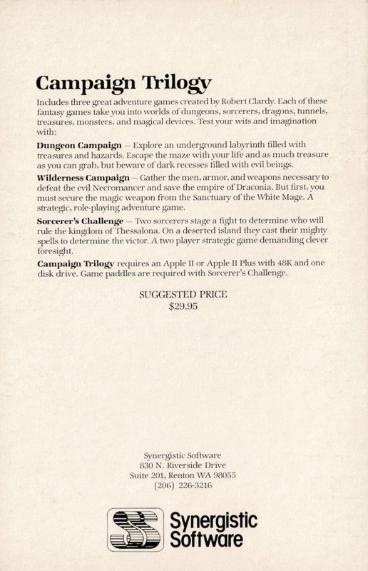 Campaign Trilogy cover or packaging material - MobyGames