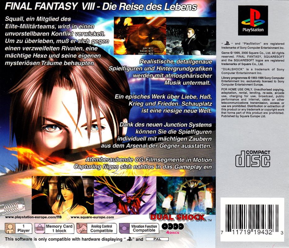 Final Fantasy VIII cover or packaging material - MobyGames