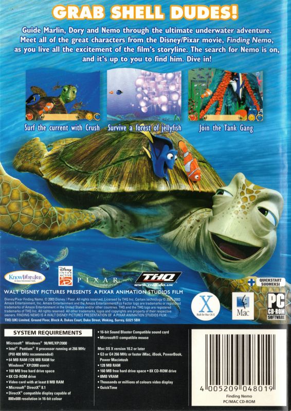 Disney•Pixar Finding Nemo cover or packaging material - MobyGames