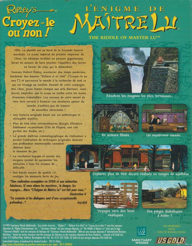 Ripley's Believe It or Not!: The Riddle of Master Lu cover or packaging ...
