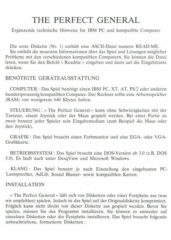 The Perfect General cover or packaging material - MobyGames