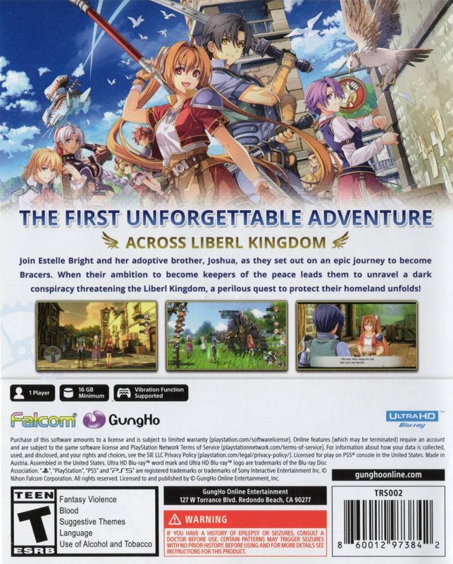 Trails in the Sky: 1st Chapter cover or packaging material - MobyGames