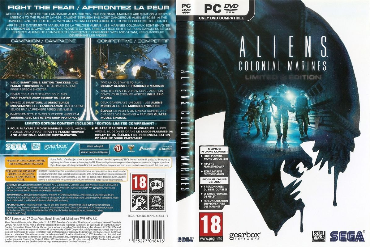 Aliens: Colonial Marines (Limited Edition) cover or packaging material - MobyGames