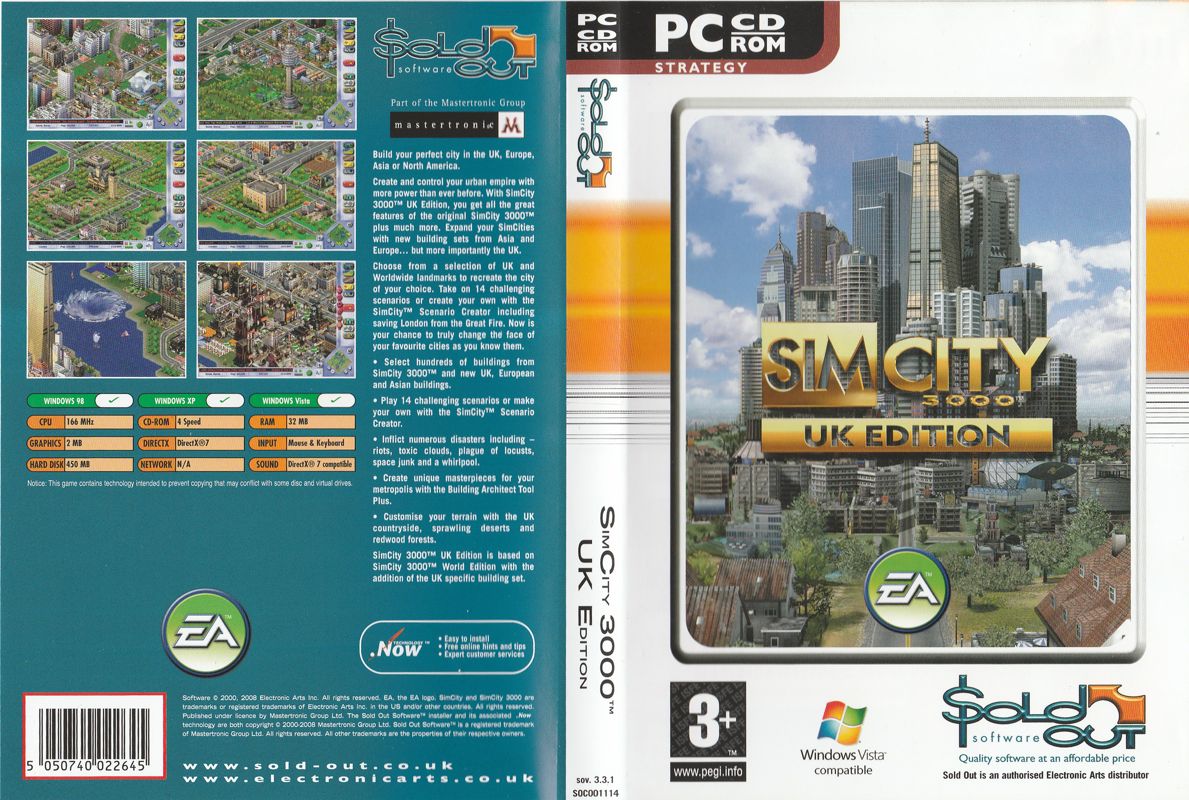 SimCity 3000 Unlimited cover or packaging material - MobyGames