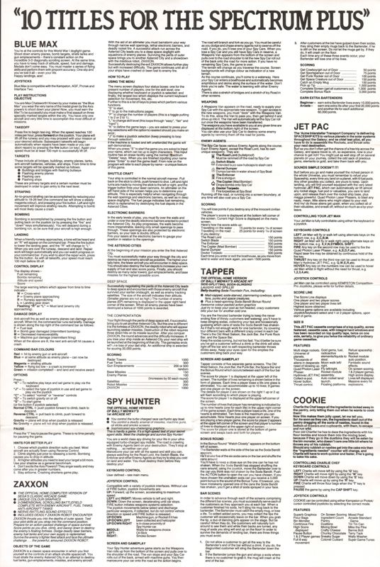 10 Titles for the Spectrum Plus cover or packaging material - MobyGames