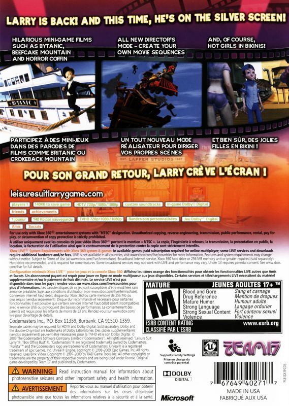 Leisure Suit Larry: Box Office Bust cover or packaging material - MobyGames