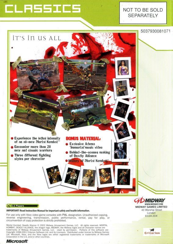 Mortal Kombat: Deadly Alliance cover or packaging material - MobyGames