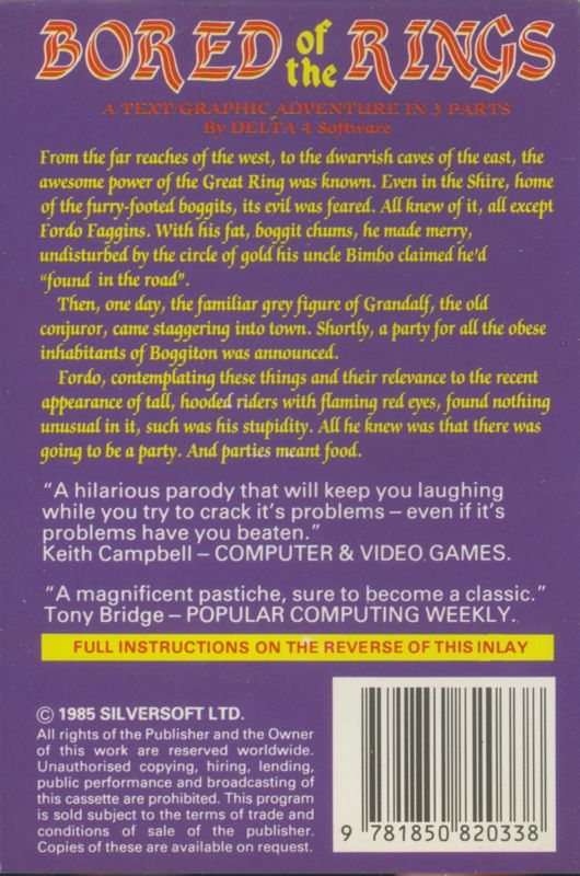 Bored of the Rings cover or packaging material - MobyGames