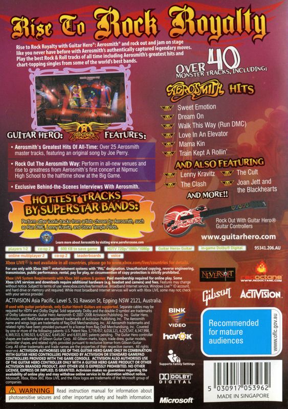 Guitar Hero: Aerosmith cover or packaging material - MobyGames