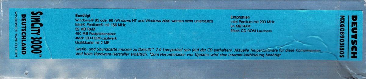 SimCity 3000 Unlimited cover or packaging material - MobyGames
