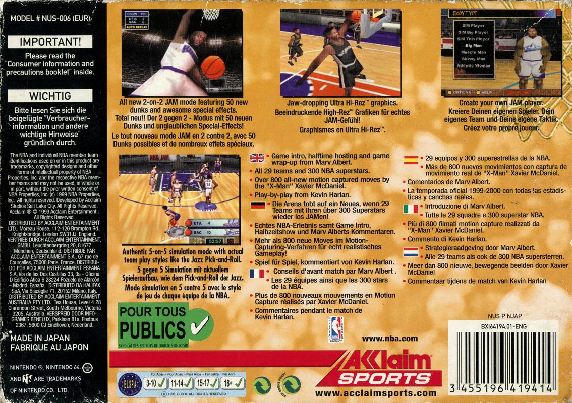 NBA Jam 2000 cover or packaging material - MobyGames