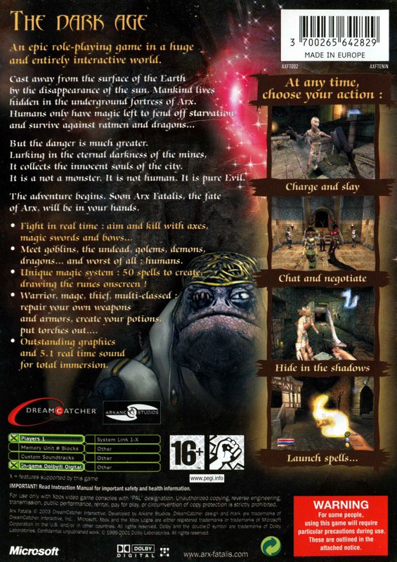 Arx Fatalis cover or packaging material - MobyGames