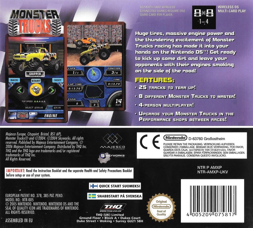 Monster Trucks DS cover or packaging material - MobyGames