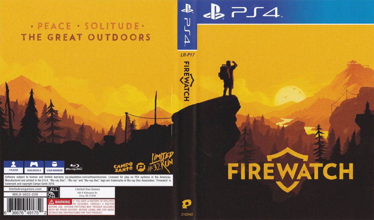 Firewatch cover or packaging material - MobyGames