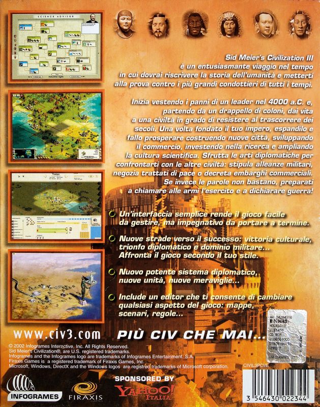 Sid Meier's Civilization III cover or packaging material - MobyGames