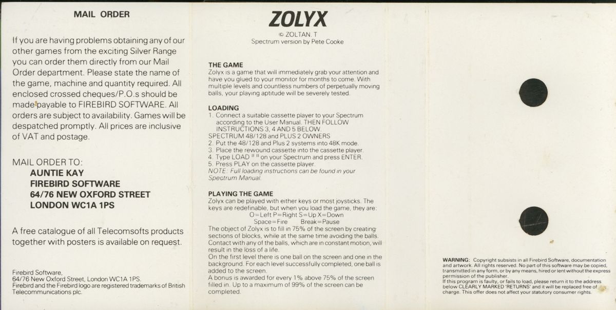 Zolyx cover or packaging material - MobyGames