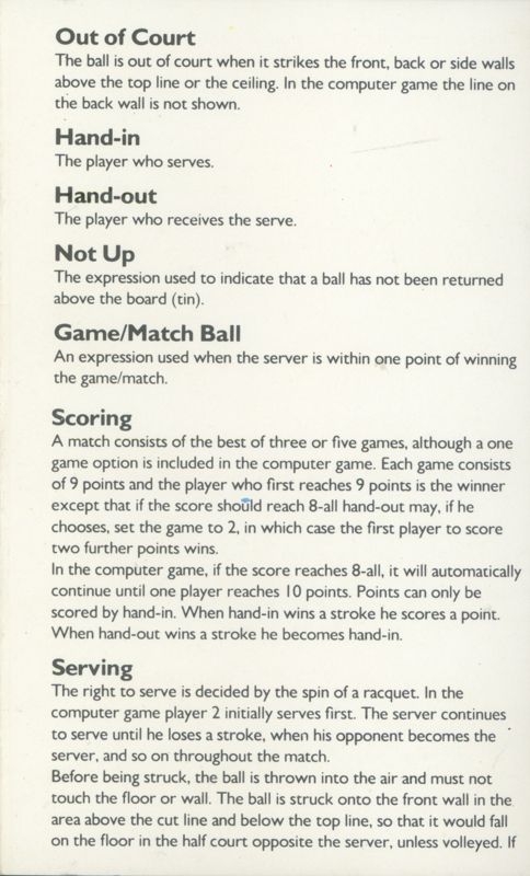 Jonah Barrington's Squash cover or packaging material - MobyGames