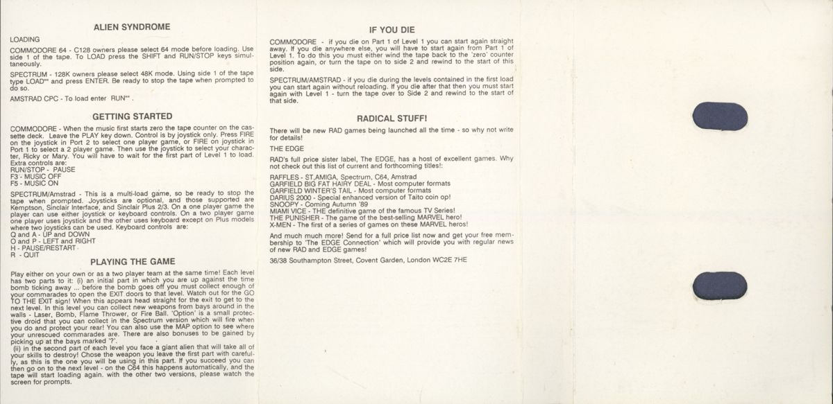 Alien Syndrome cover or packaging material - MobyGames