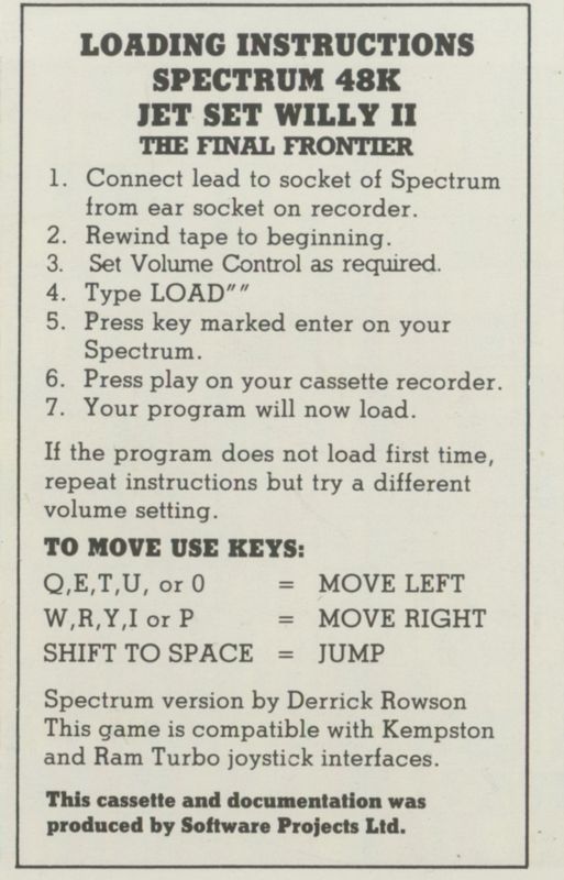 Jet Set Willy II: The Final Frontier cover or packaging material ...