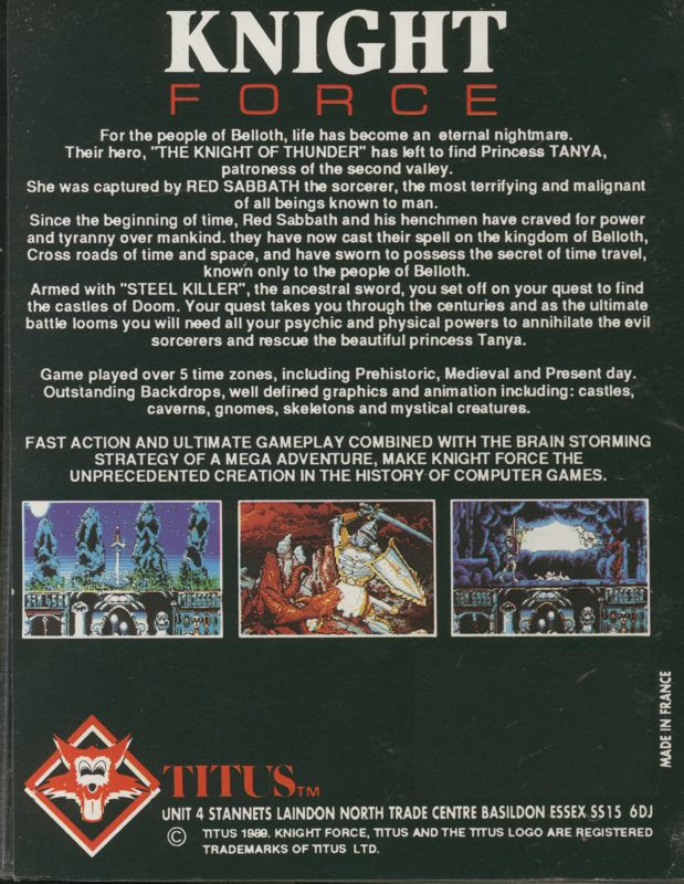 Knight Force cover or packaging material - MobyGames